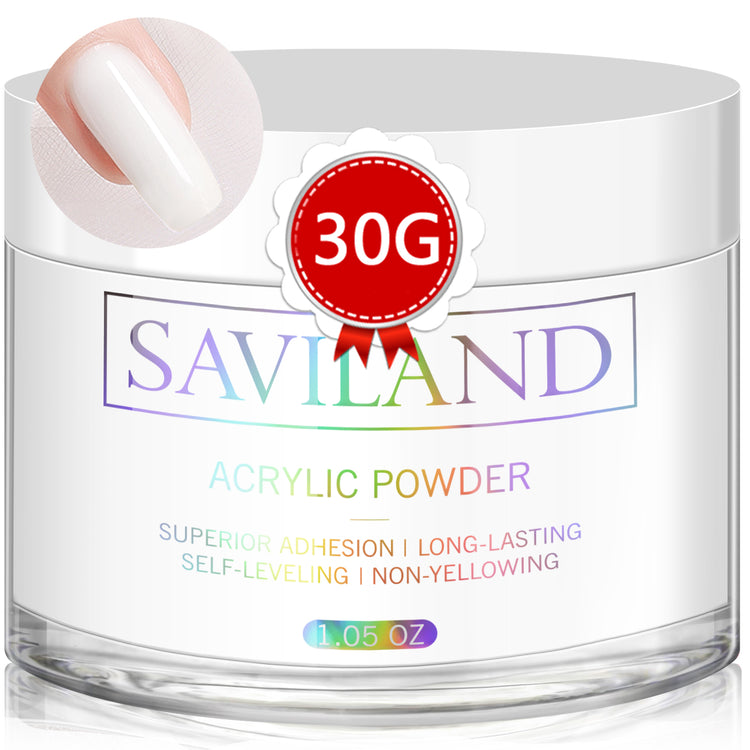 Saviland White Acrylic Powder - 30g Professional Acrylic Nail Powder ...