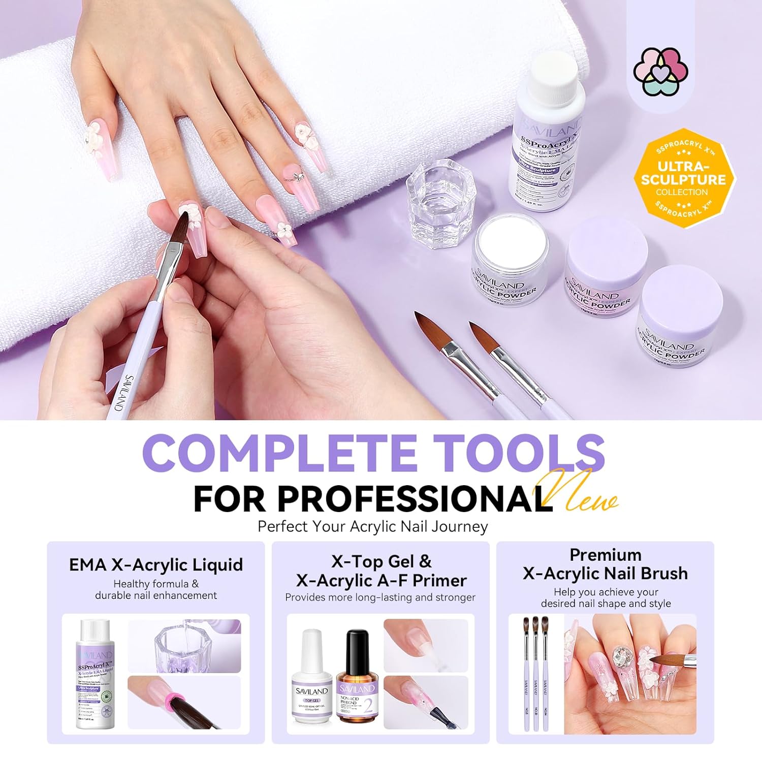 SSProAcryl X All-in-one Acrylic Nail Kit for Practice - Saviland