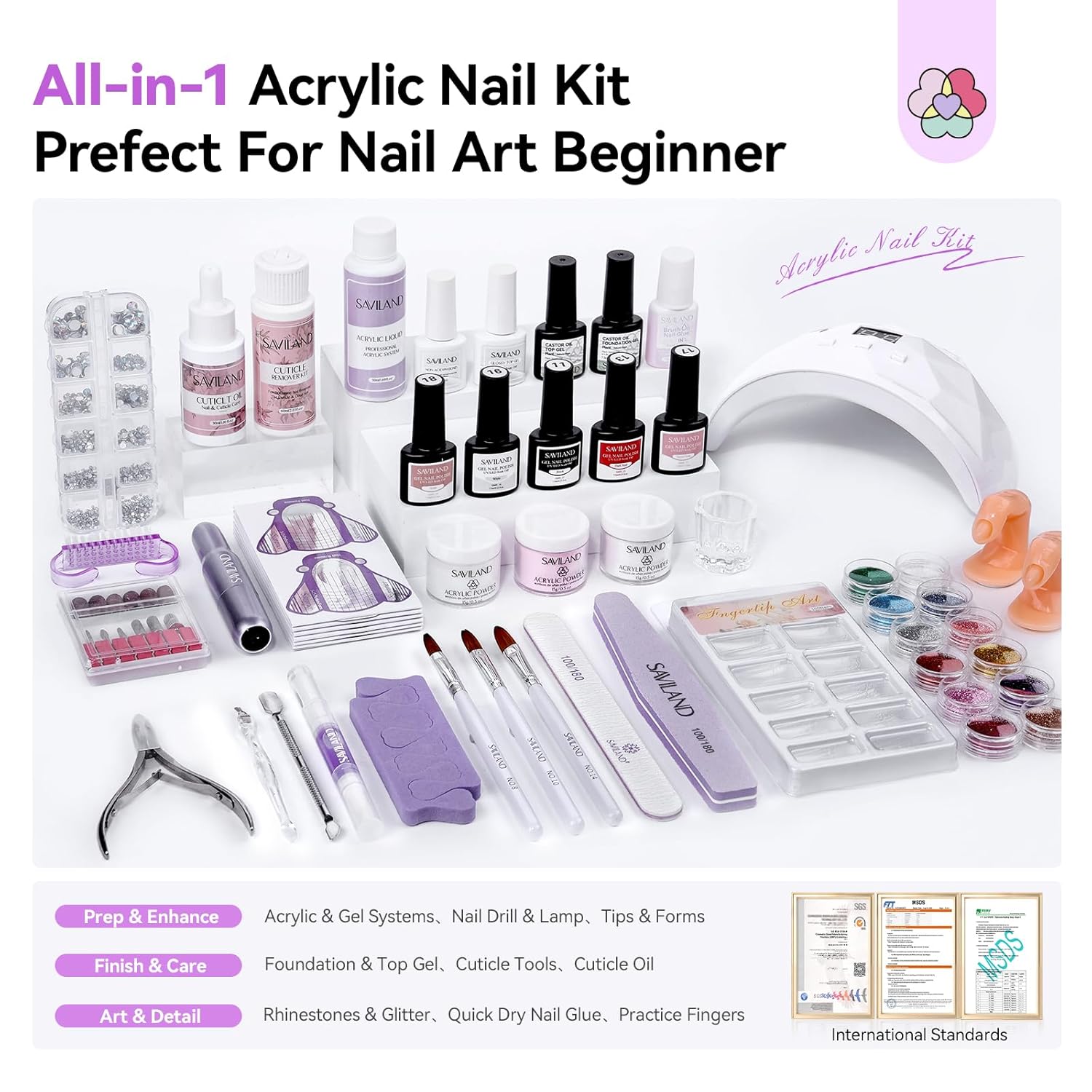 Acrylic Nail Kit with Lamp & Drill | SAVILAND