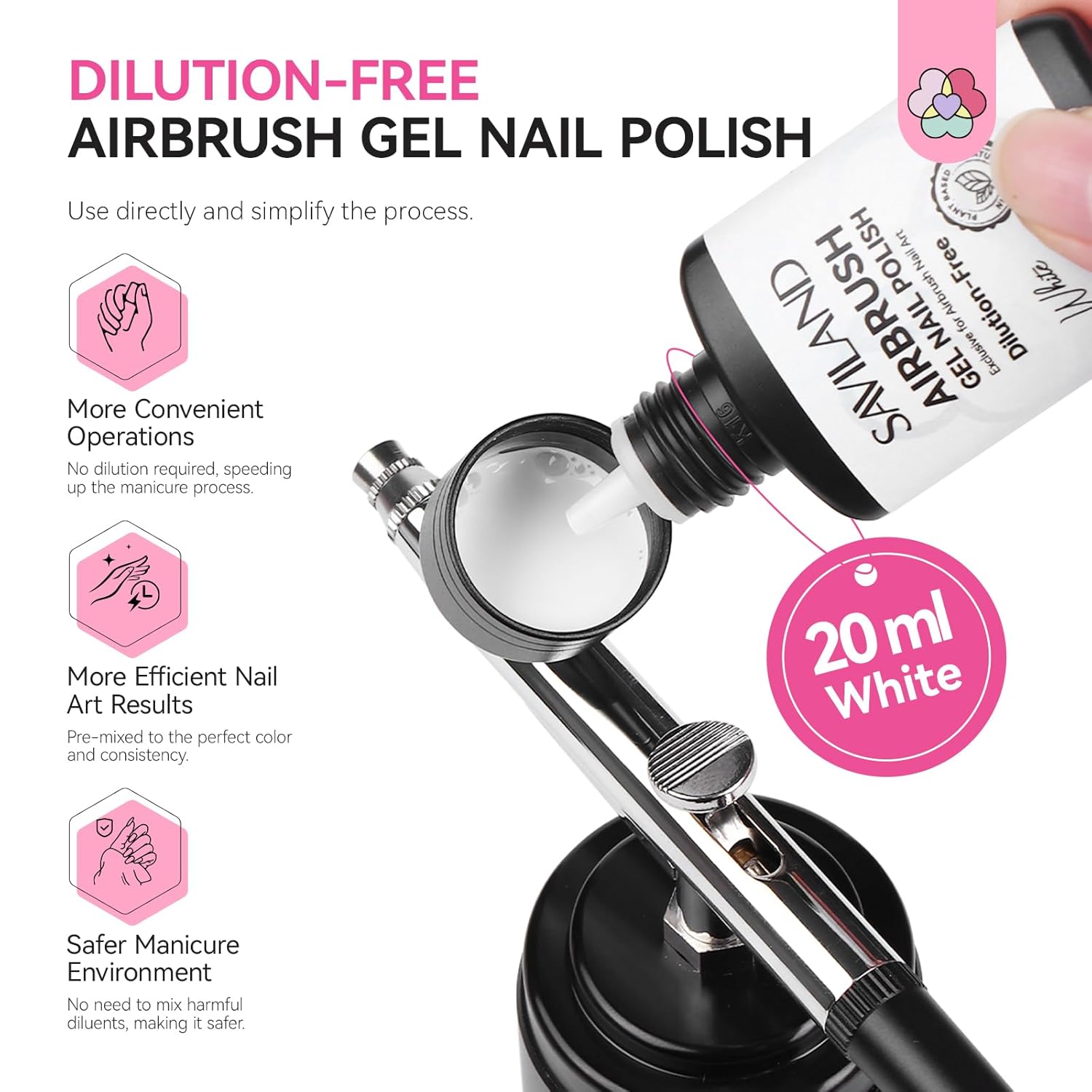 Salon Quality White Airbrush Gel Nail Polish 20ML - Saviland